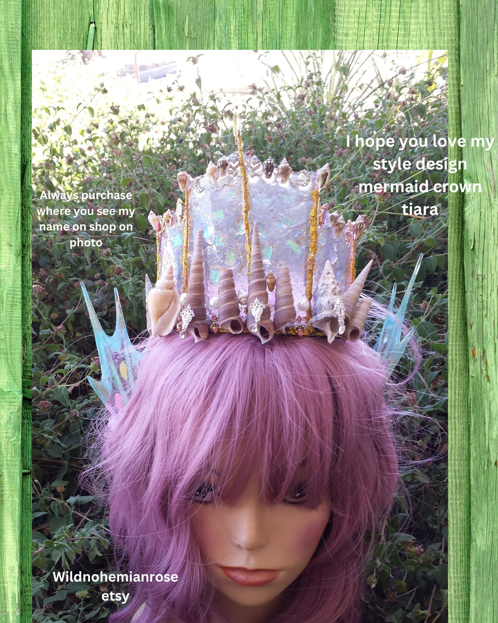 Mermaid Natural Seashell Sparkle Crown Tiara, Festival Seashell ...