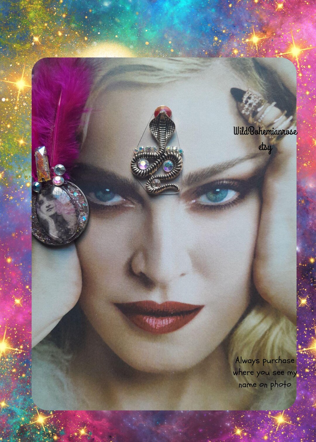 King Cobra Snake Crystal Bindi, Tribal Fusion Bindi, Goddess Bindi ...