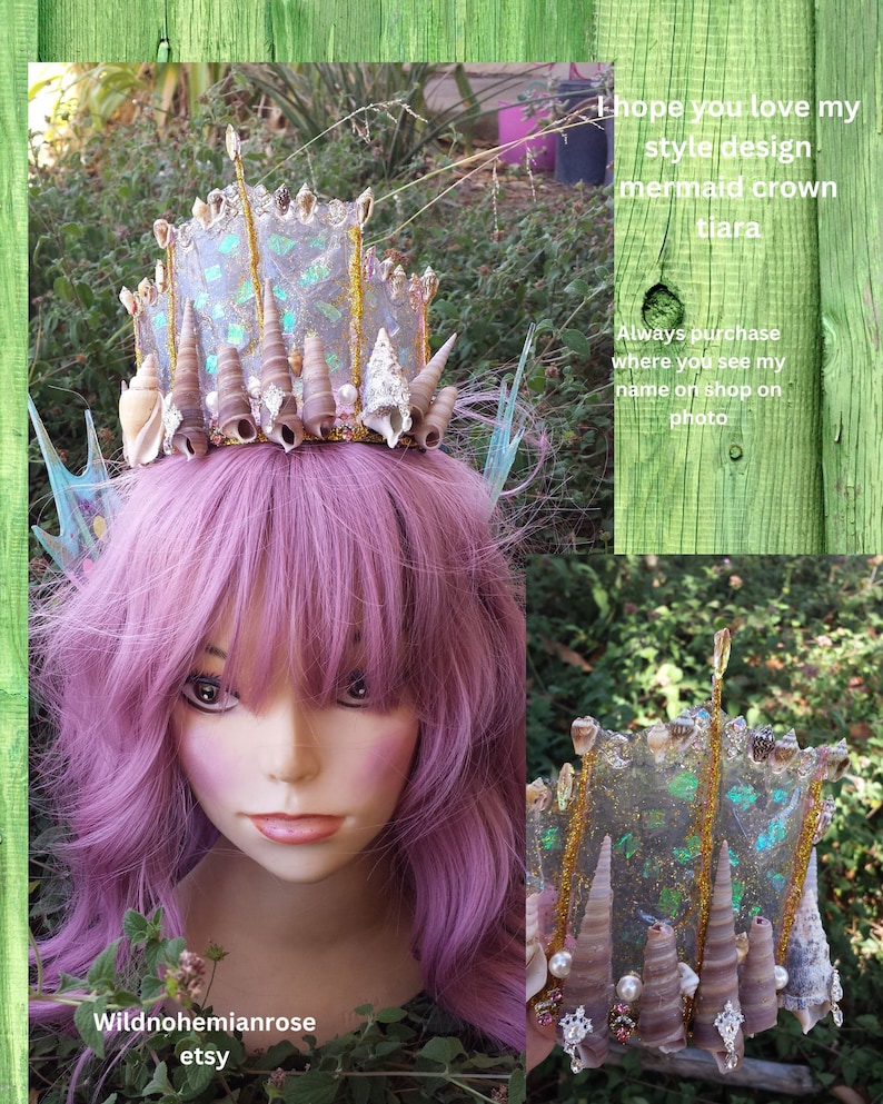 Mermaid Natural Seashell Sparkle Crown Tiara, Festival Seashell ...