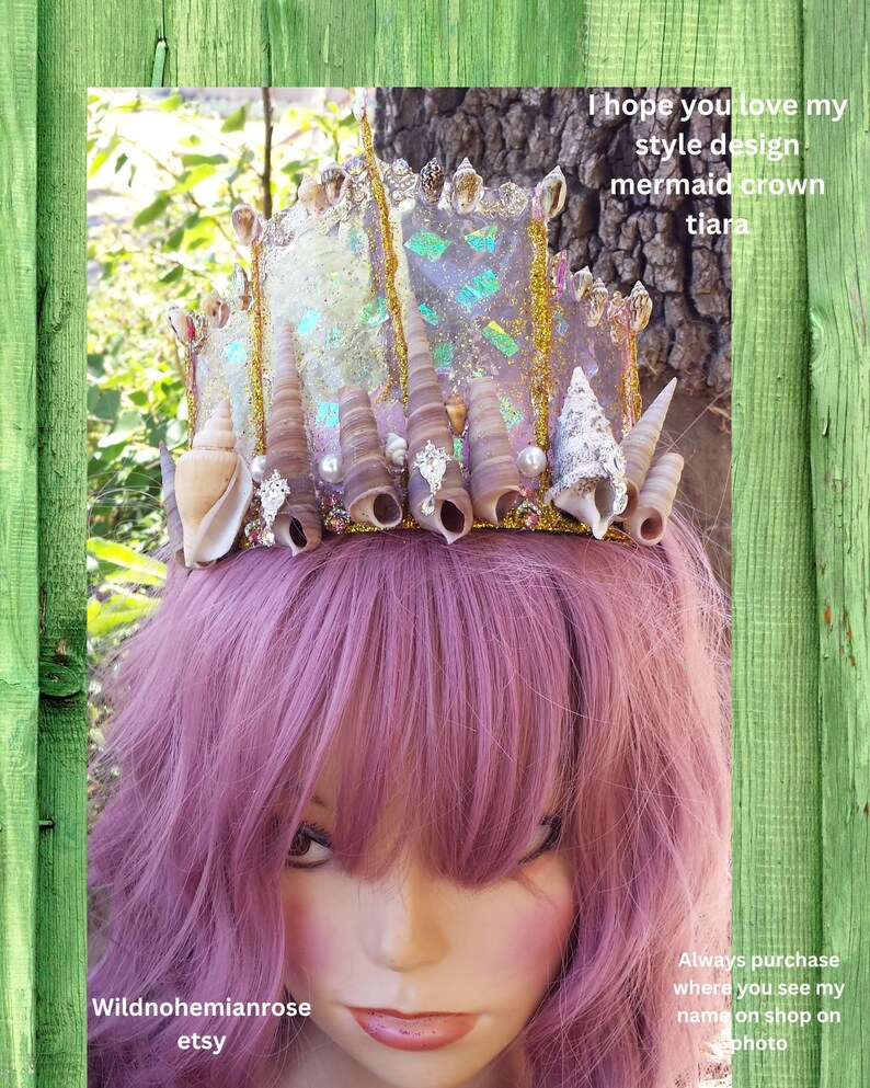 Mermaid Natural Seashell Sparkle Crown Tiara, Festival Seashell ...