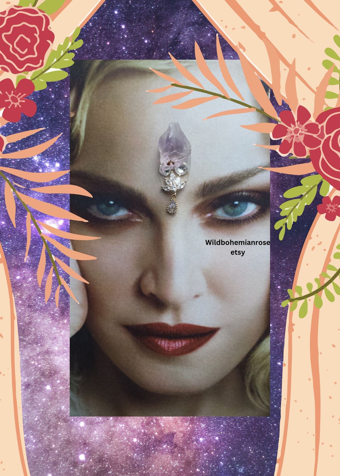 Amethyst Gemstone Bindi, Tribal Fusion Bindi, Boho Festival Face Decor ...