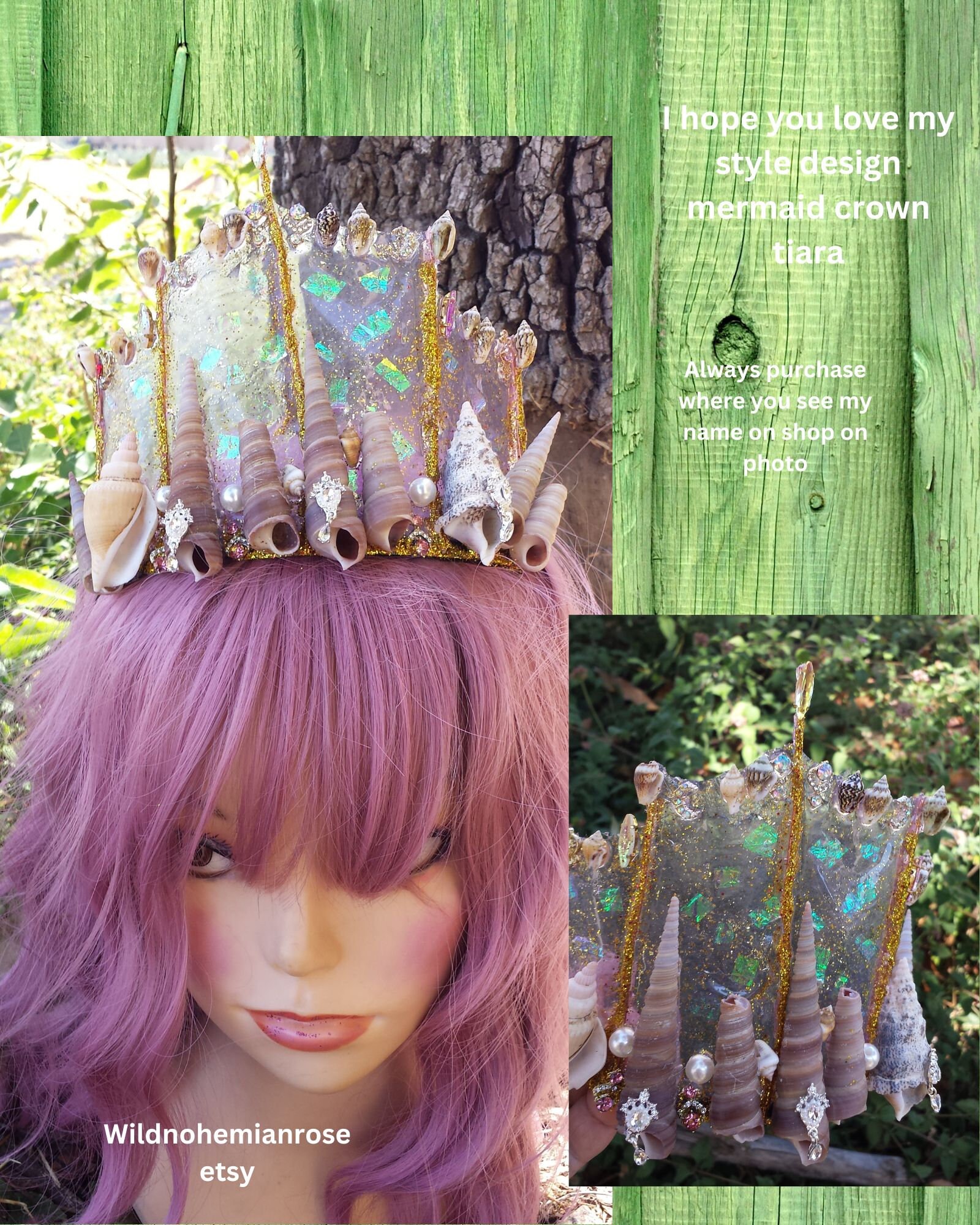 Mermaid Natural Seashell Sparkle Crown Tiara, Festival Seashell ...