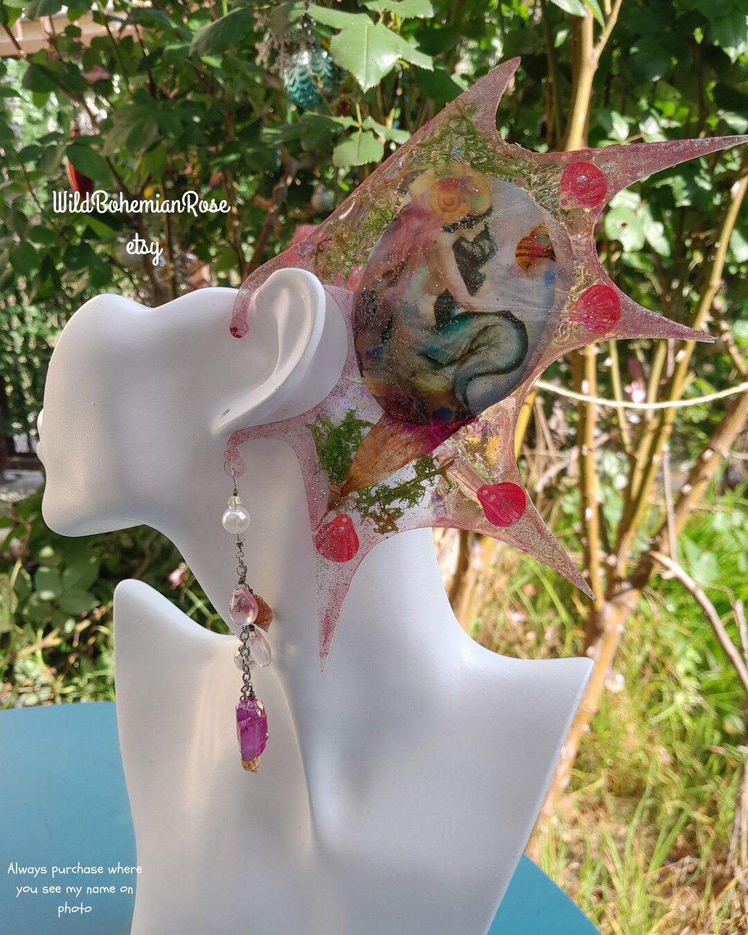 Mermaid Fin Ear Cuff Wrap Chandelier Quartz Dangle Earrings,no Piercing ...
