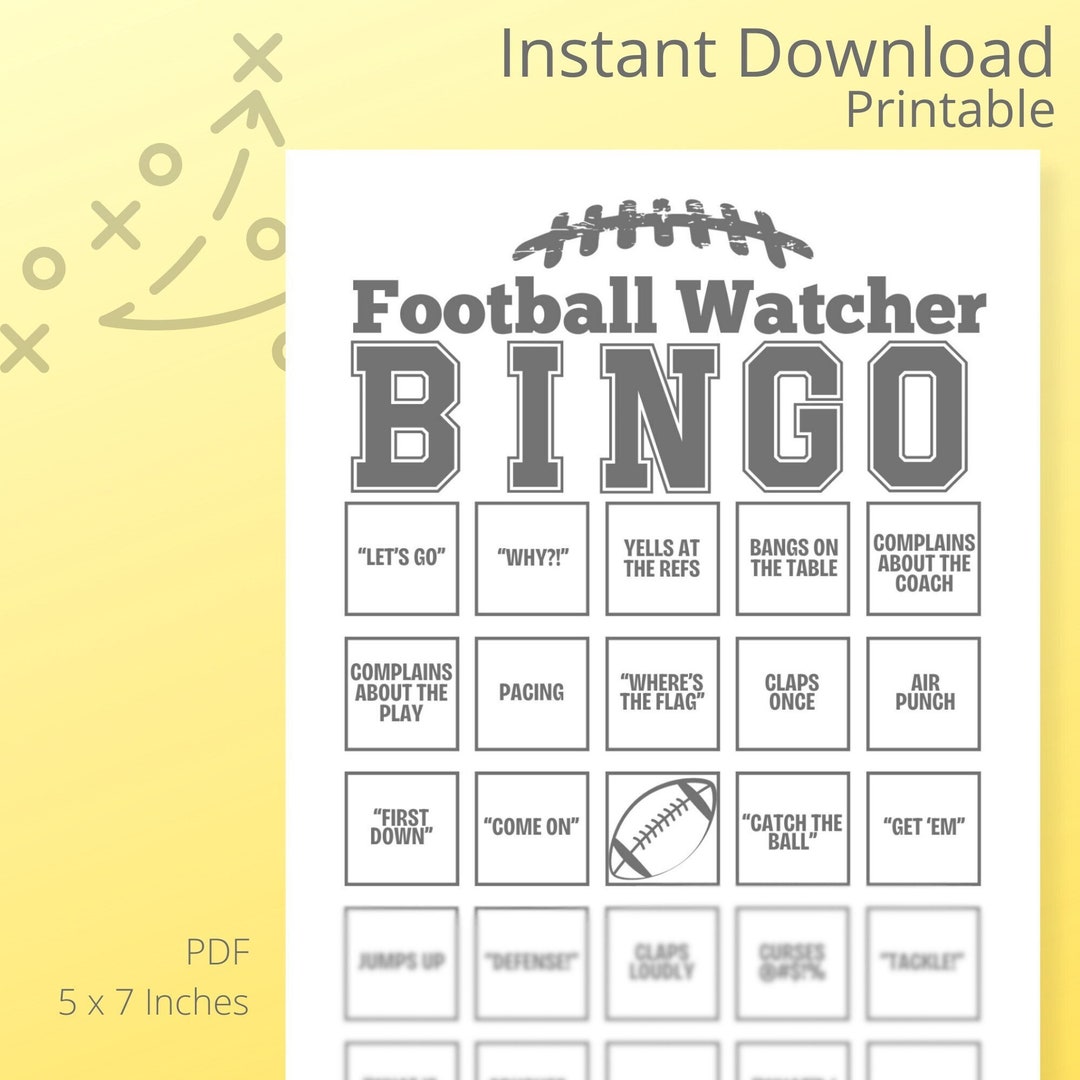 Football Watcher Bingo, Printable Football Bingo, Digital Download, NFL ...