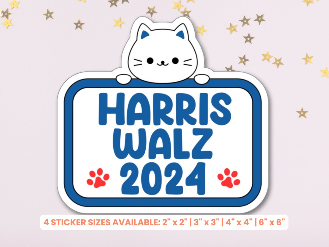 Kamala Harris Tim Walz 2024 Cat Lover Stickers Political Sticker Madam ...