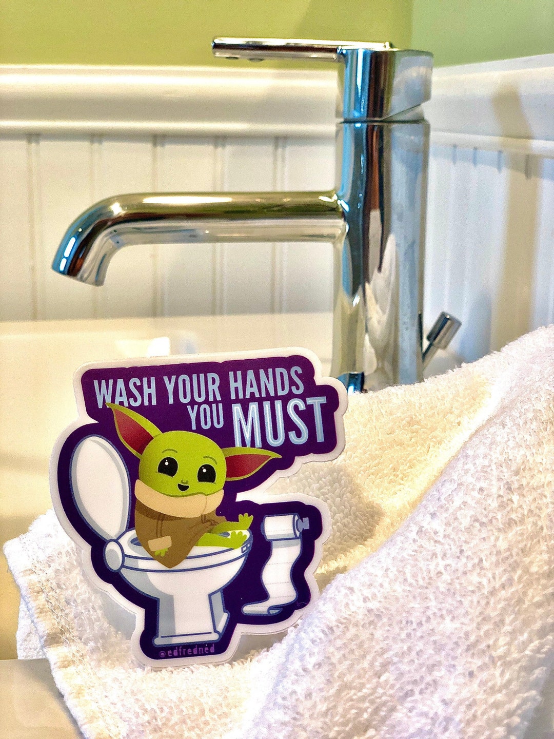 Baby Yoda Wash Your Hands Grogu Vinyl Sticker - Etsy