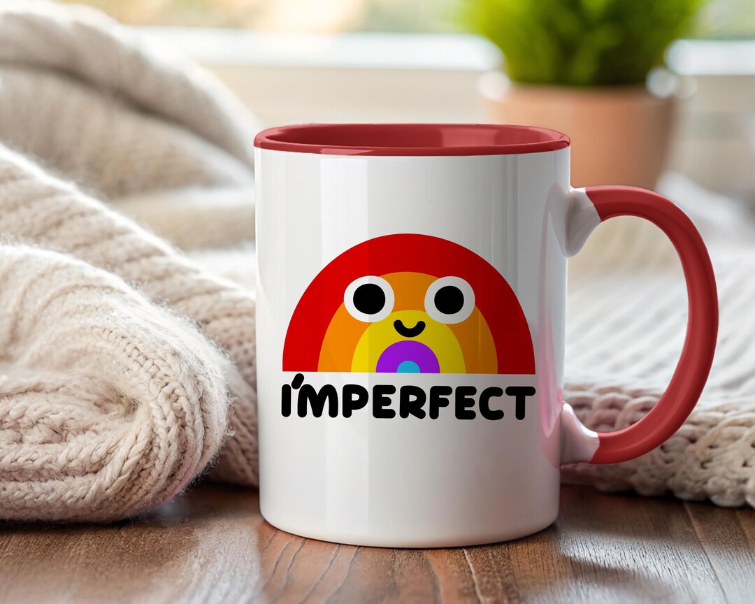 Perfectly Imperfect Rainbow Ceramic Accent Coffee Mug: Self Care Gift- Kindness - Etsy