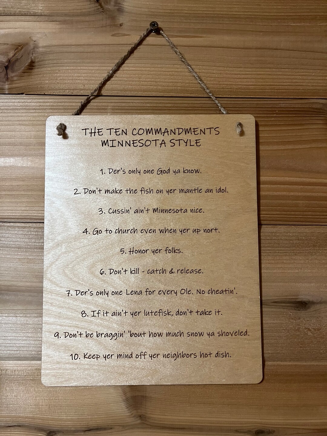 The Ten Commandments Minnesota Style Sign - Etsy