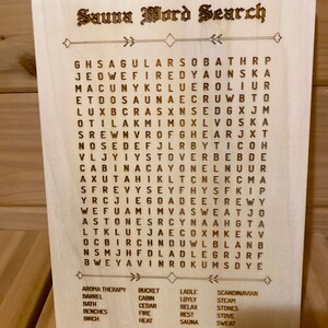 Sauna Word Search - Etsy