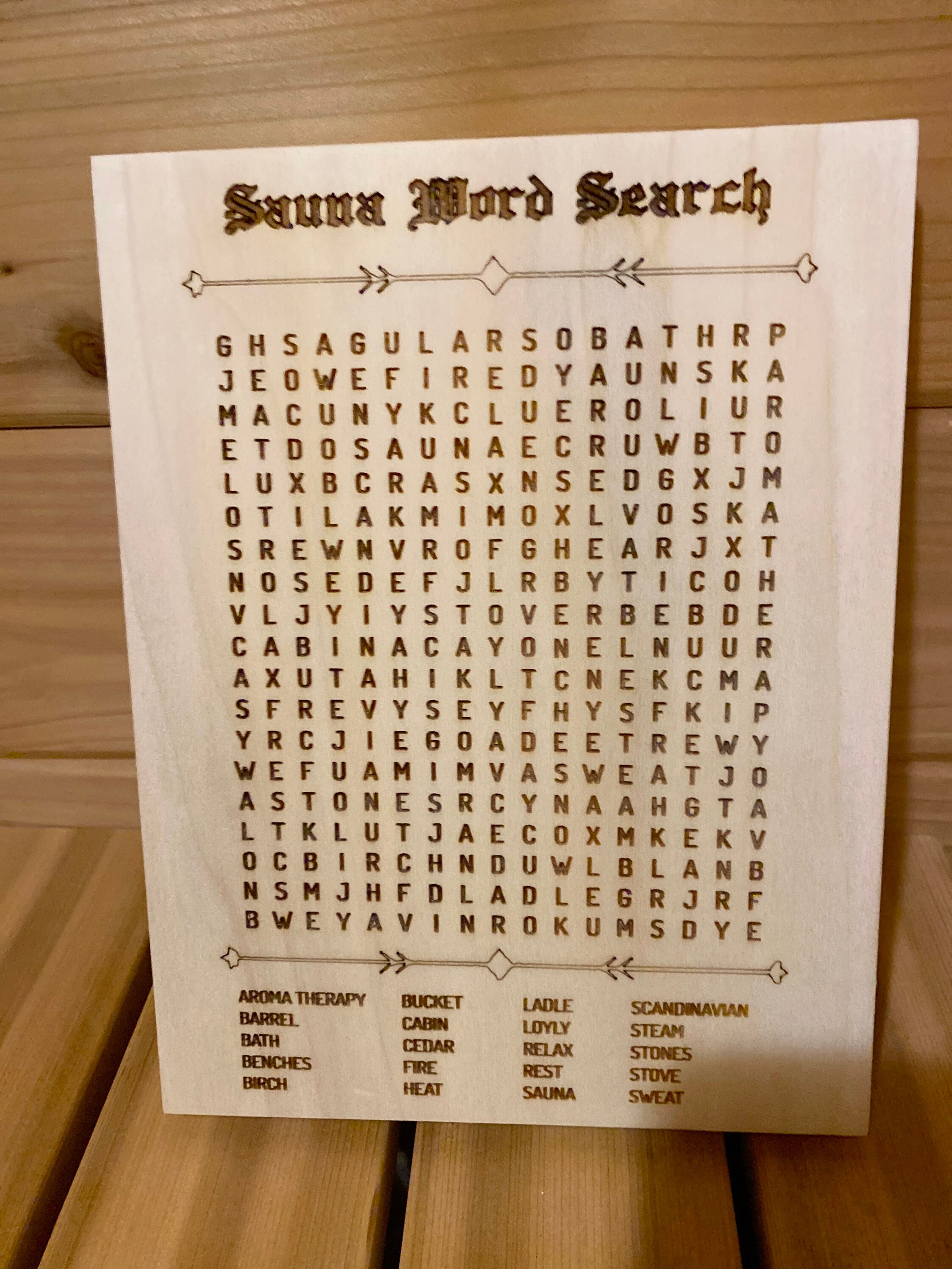Sauna Word Search - Etsy
