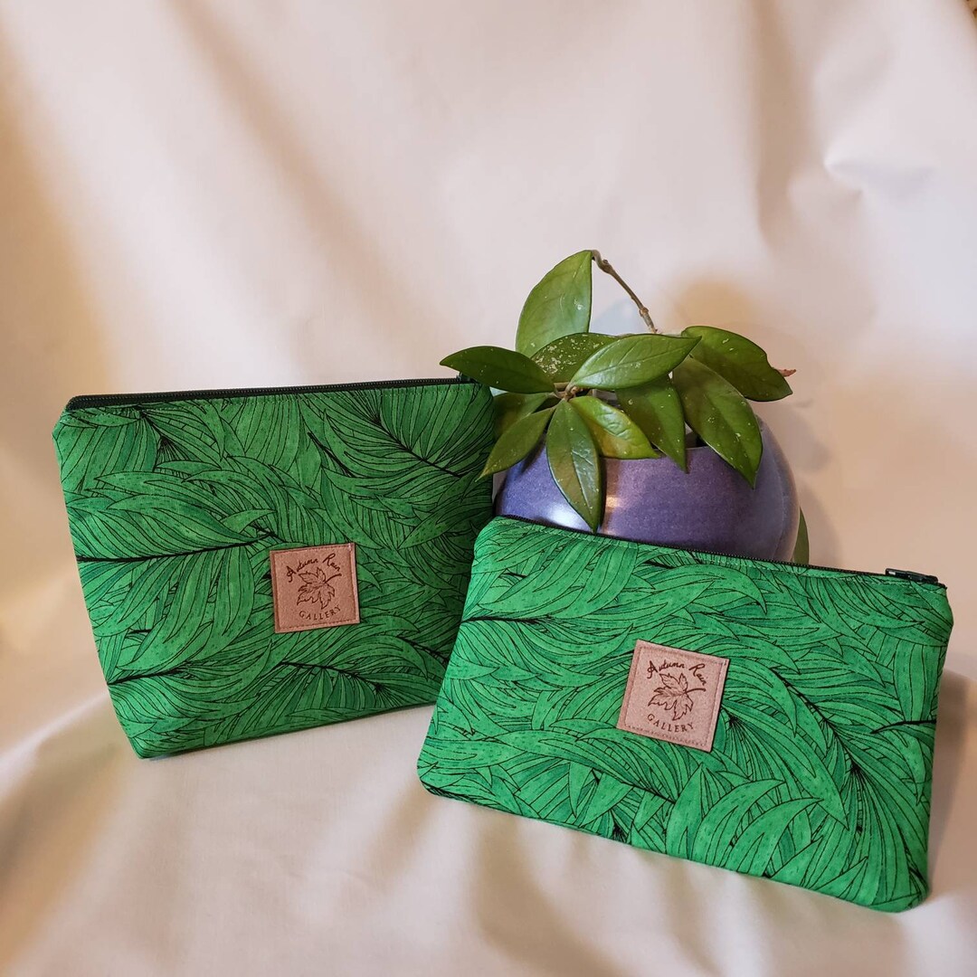 Matching Pouches Green Tropical Leaf. Two Styles Stand-up - Etsy