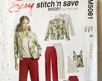 Mccall's Sewing PATTERN 4187 Misses' Jacket, Top, Skirt, Pants & Sash ...