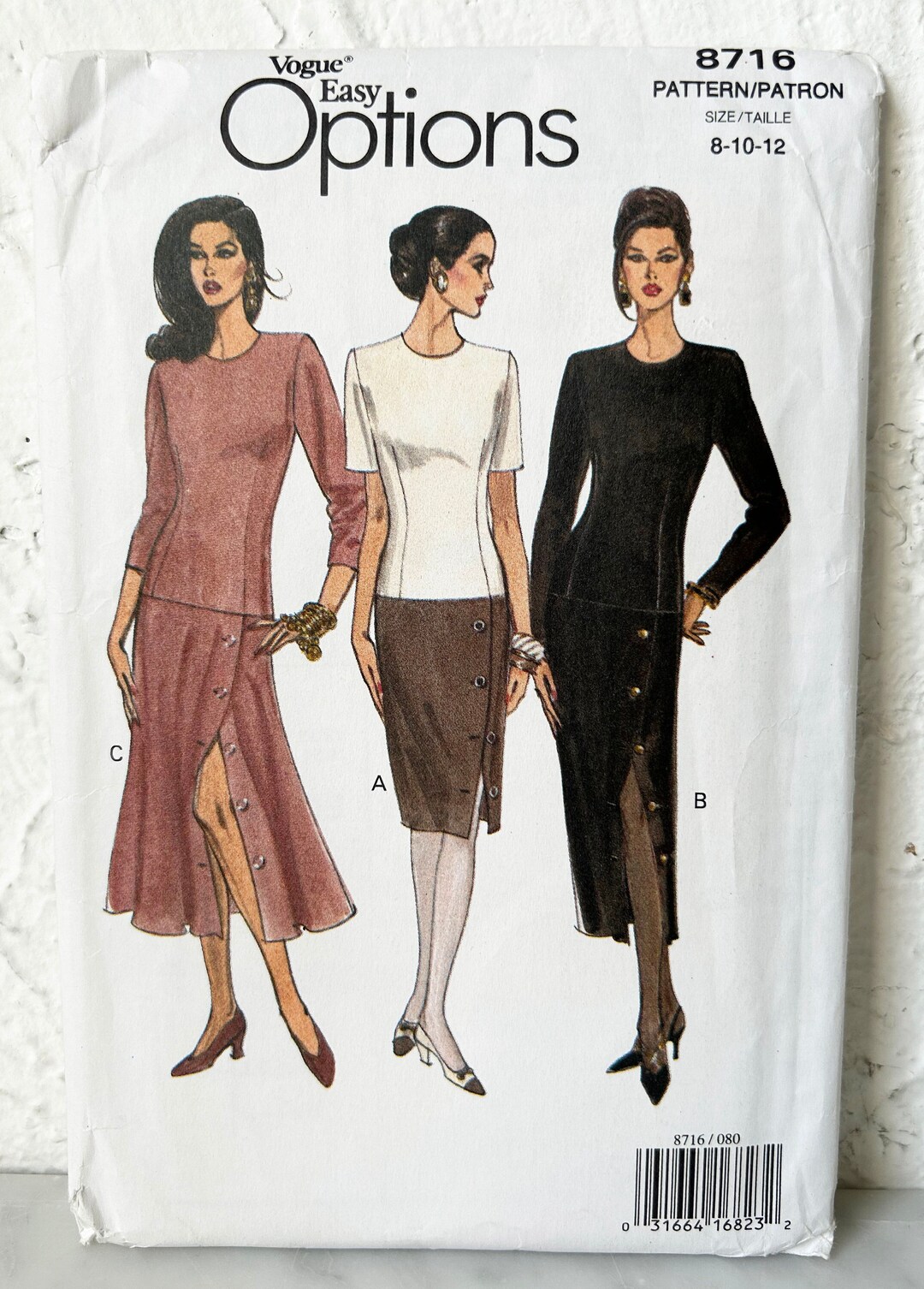 Vogue Easy Options Vintage Drop Waist Dress Sewing Pattern 8716 Misses ...