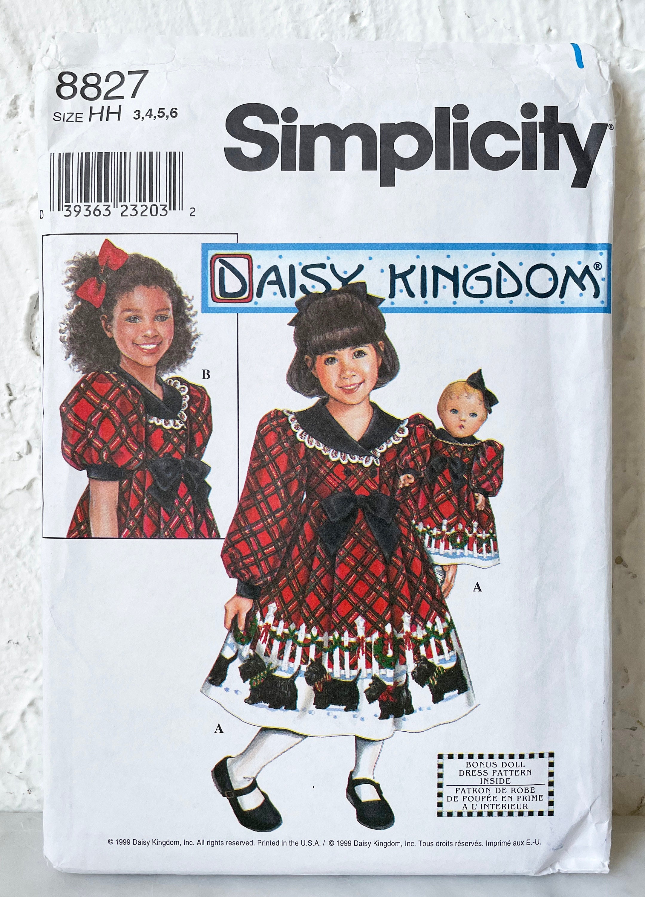 Simplicity Daisy Kingdom Dress Girls' Matching Doll Sewing Pattern 8827 ...