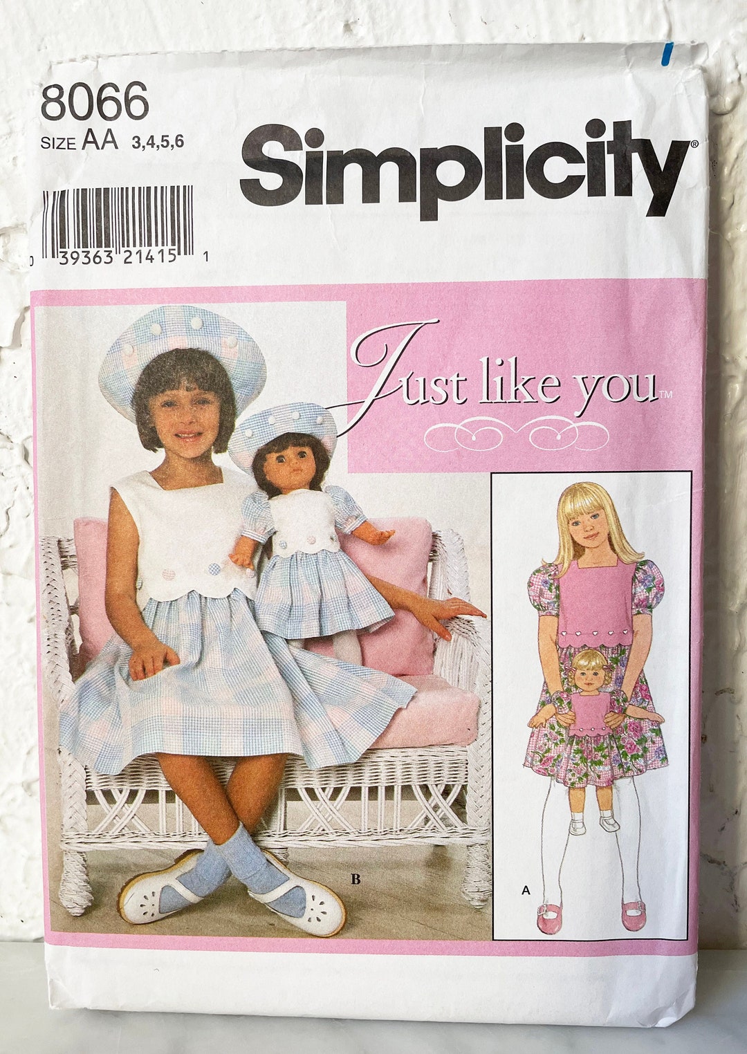 Simplicity Sewing Pattern #8066 Girls Dress & Hat + Matching 18" Doll ...