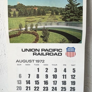 Union Pacific Railroad Wall Calendar Vintage 1972 US Landscape ...
