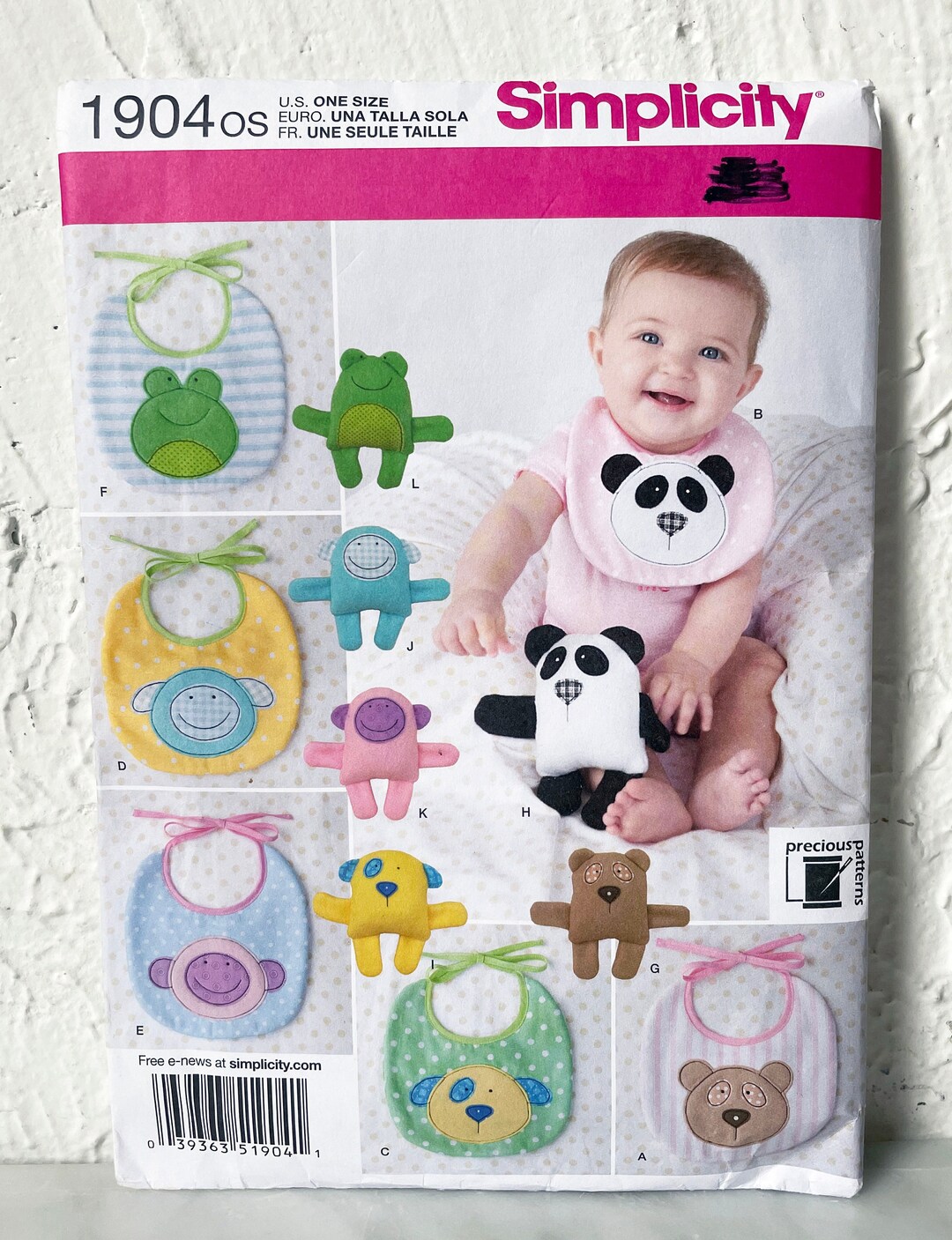 Simplicity Baby Bibs & Matching Stuffed Animals Sewing Pattern 1904 ...
