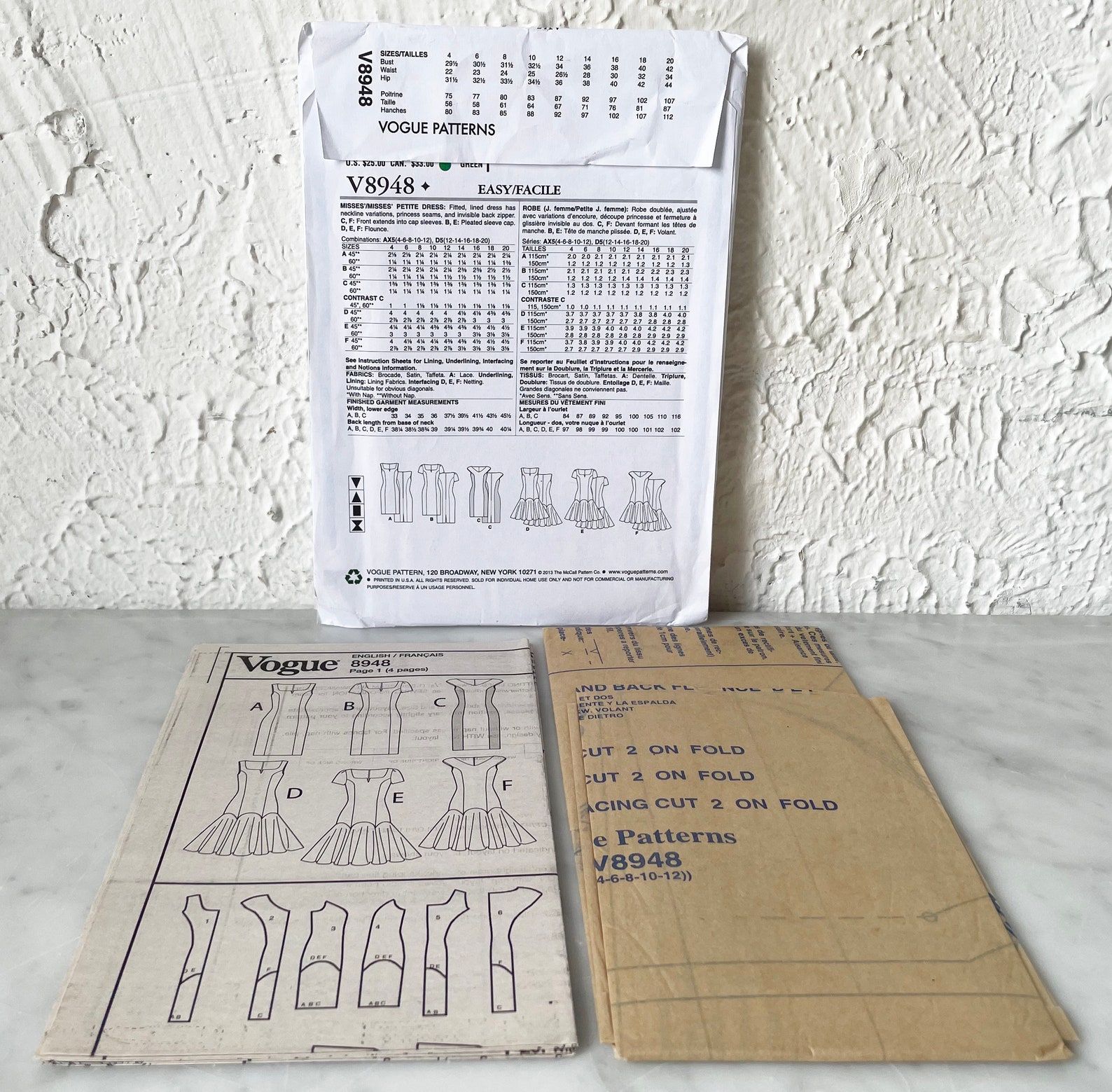 Vogue Easy Options Dress Fitted Lined Princess Seams Pattern V8948 ...