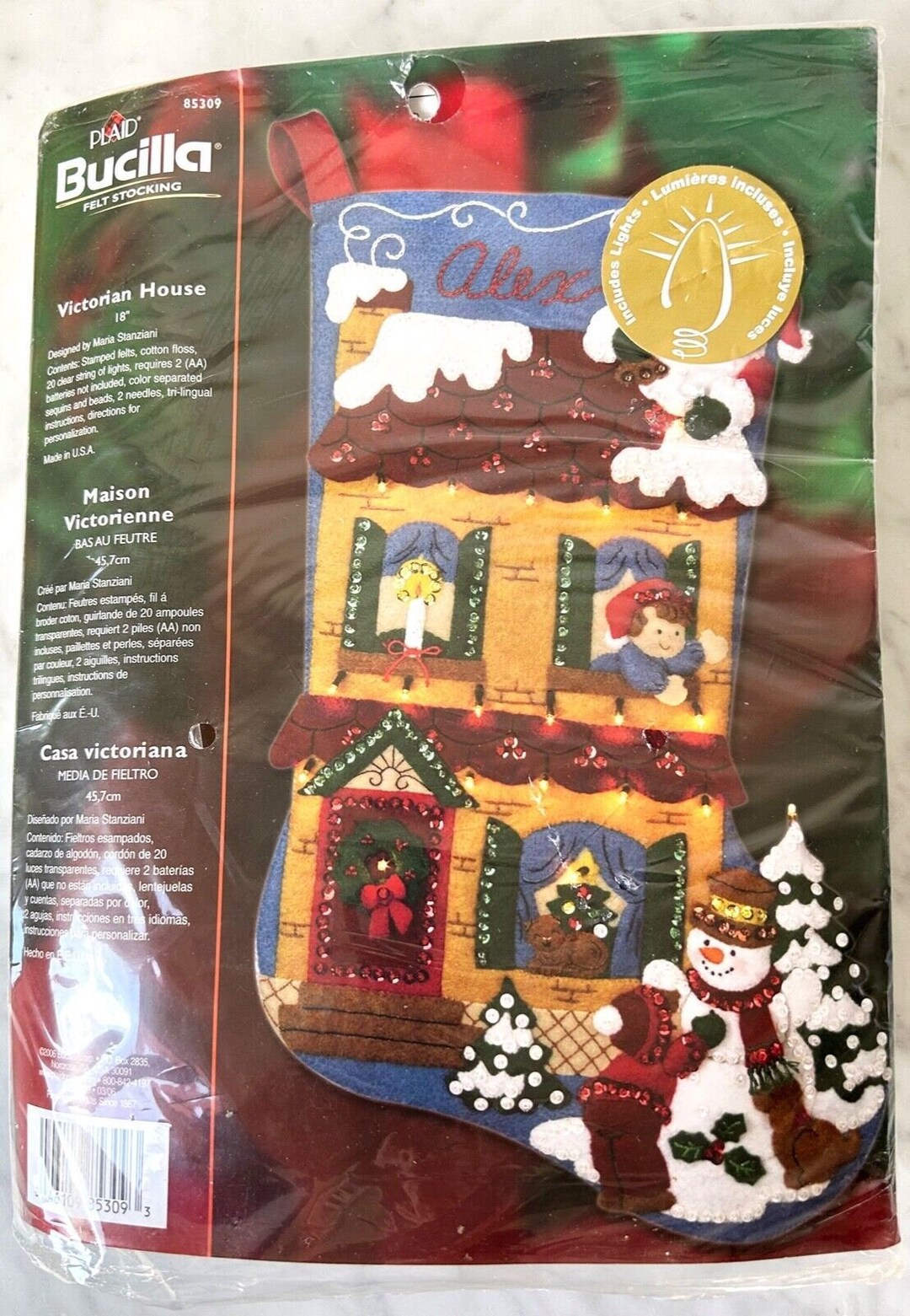 Bucilla Victorian House Felt Christmas Stocking Kit 18 Personalized NEW ...