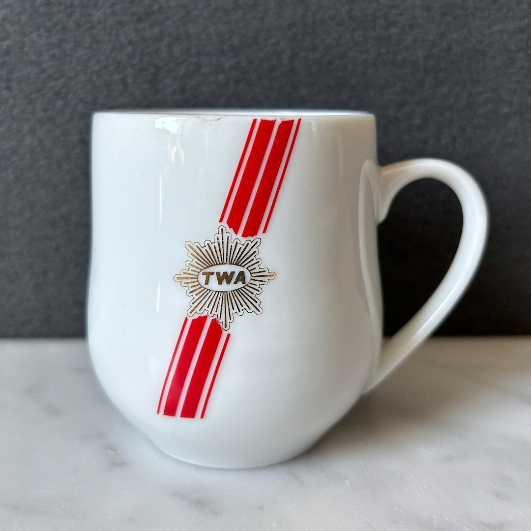 Vintage TWA Espresso Cup White Gold Trans World Airlines Logo 44-1695 ...