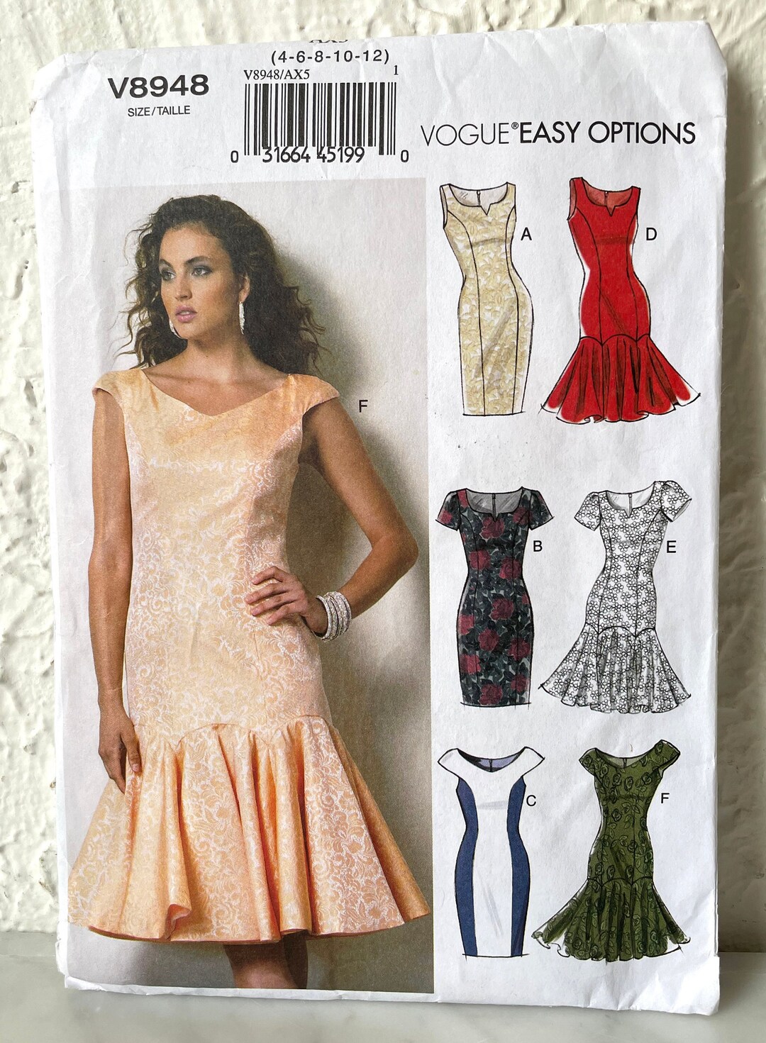 Vogue Easy Options Dress Fitted Lined Princess Seams Pattern V8948 ...