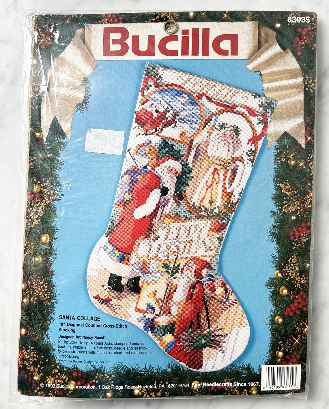 Bucilla Santa Collage Personalized Christmas Stocking Counted Cross ...
