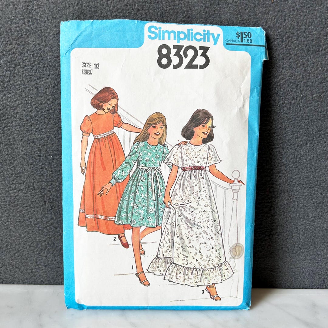 Vintage 1970s Simplicity Girls' Dress 2 Lengths Sewing Pattern #8323 ...