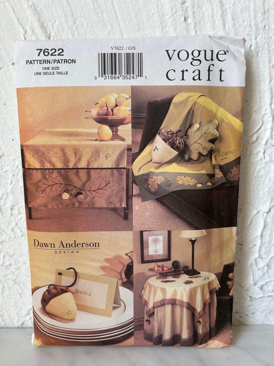 Vogue Craft Fall Harvest Decor Table Linens-tablecloth-pillow Pattern ...