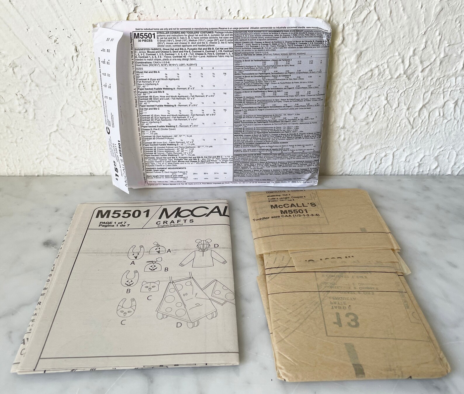 Mccall's Costume Toddler Stroller Halloween Pumpkin Cat Devil Ghost ...