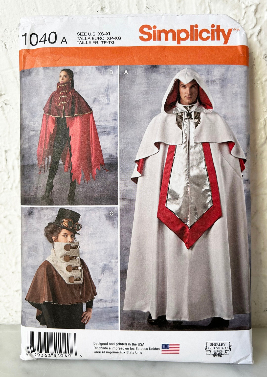Simplicity Costume Steampunk Hooded Cape Sewing Pattern 1040A Misses ...