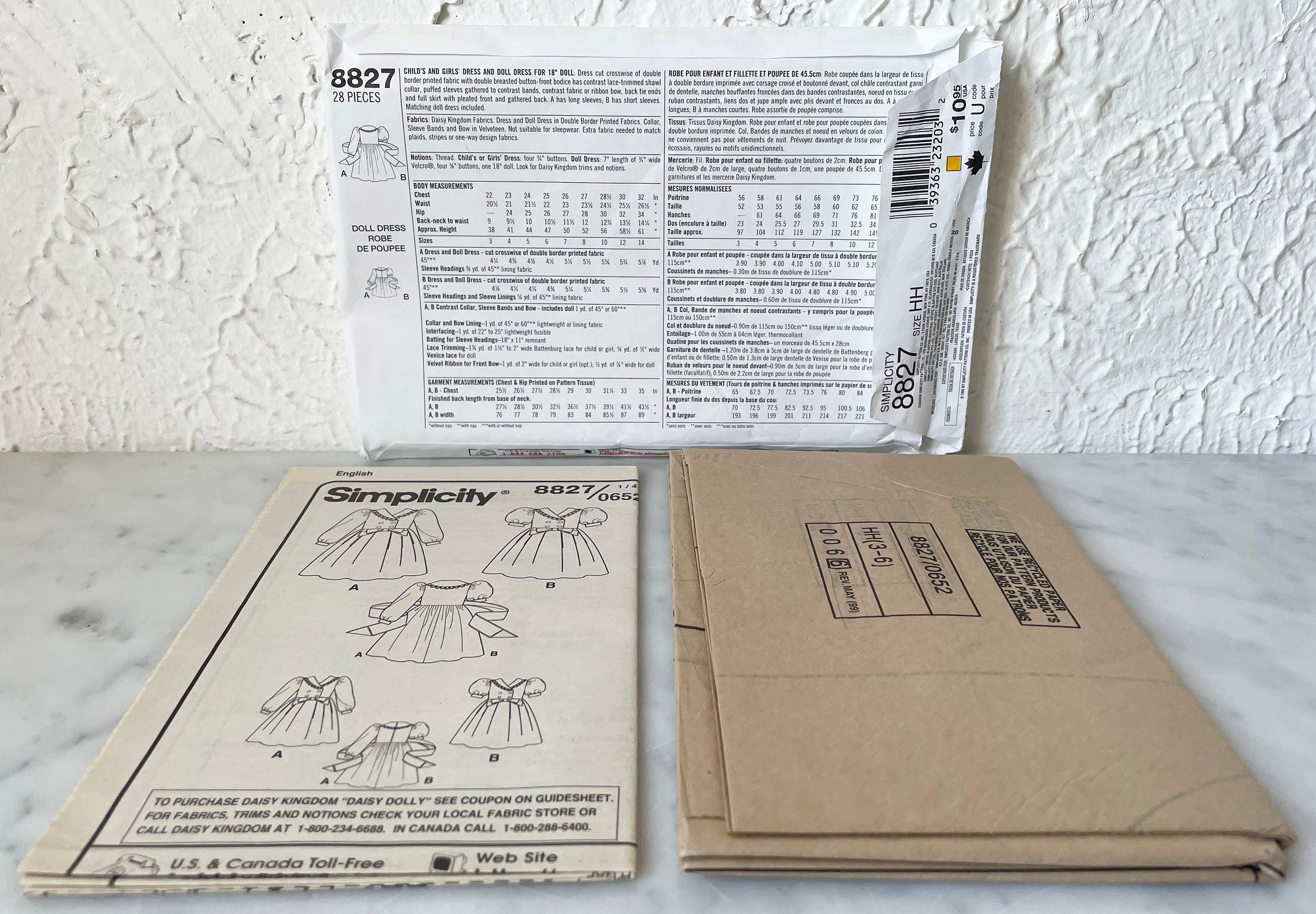 Simplicity Daisy Kingdom Dress Girls' Matching Doll Sewing Pattern 8827 ...