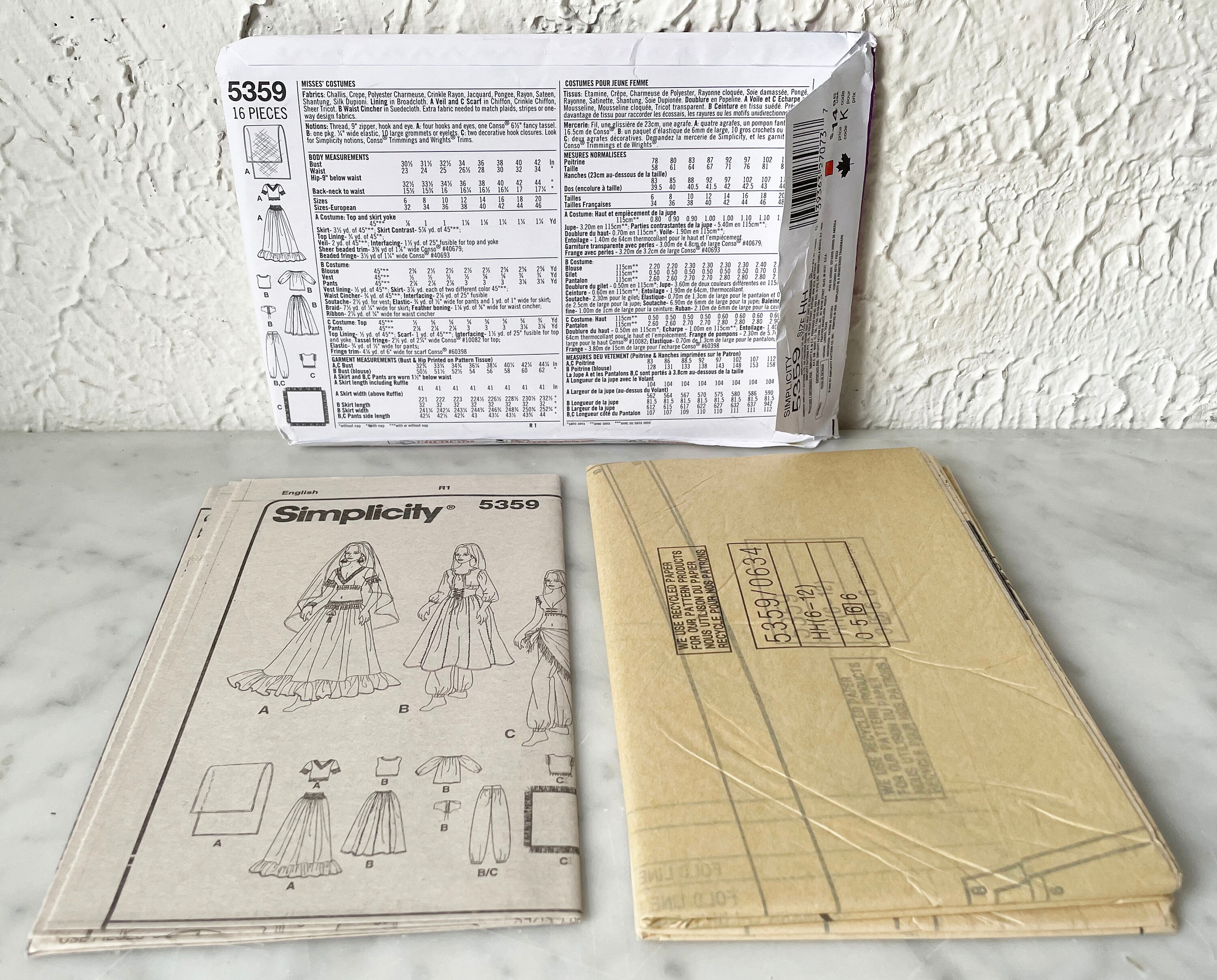 Simplicity Costumes Gypsy Belly Dancer Genie Harem Pattern 5359 Misses ...