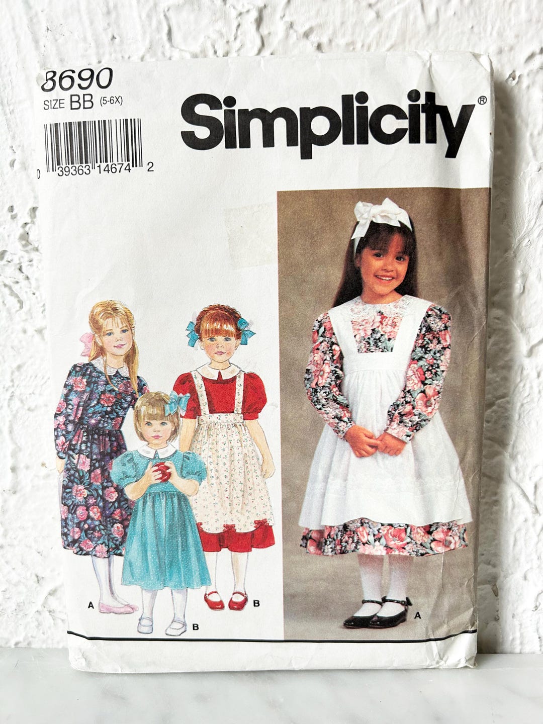 Vintage Simplicity Girls' Dress & Pinafore Sewing Pattern 8690 Sizes 5 ...