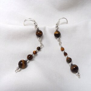 Tiger's Eye and Silver Drop Ear Cuffs, Pair, Glamorous and Comfortable ...