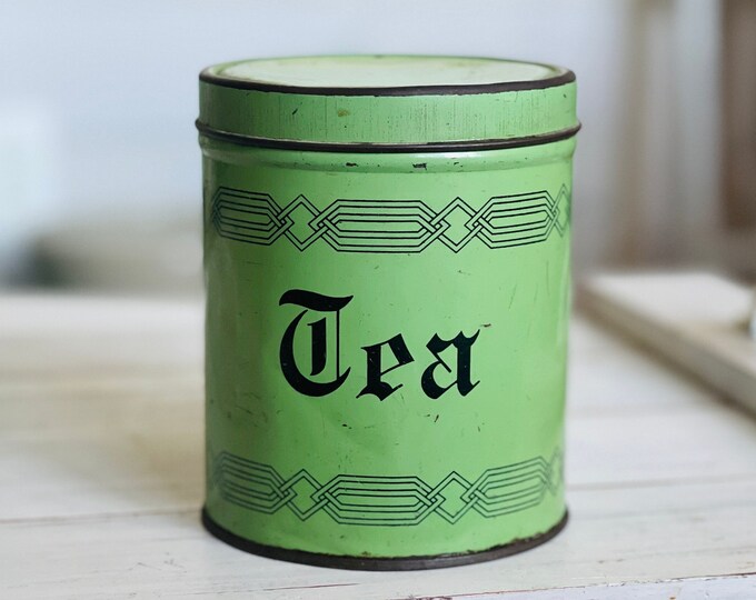 Vintage Green Tea Tin Canister, Green Tin Tea Can - Etsy