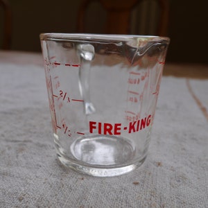 Vintage Glass Fire King USA 1 Cup, 8oz Measuring Cup / Red Letter 1 Cup ...