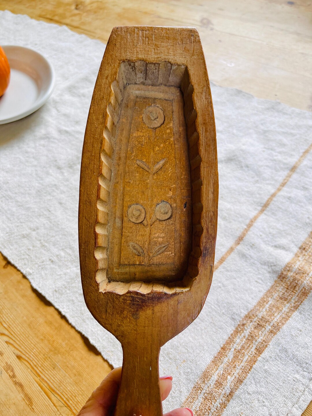 Antique French Botanical Butter Mold / Wood Butter Mold With Floral ...