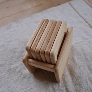 Vintage Wood Coaster Set Thailand / Six Solid Wood Coasters - Etsy
