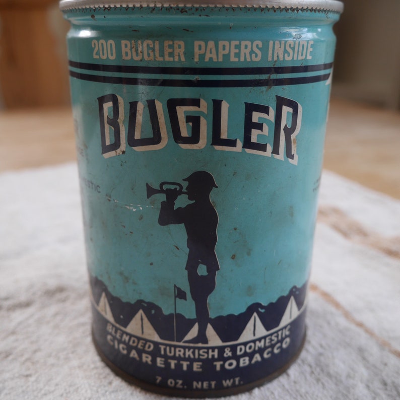 Turquoise Blue Vintage Bugler Tin Can Blue Bugler Tobacco - Etsy