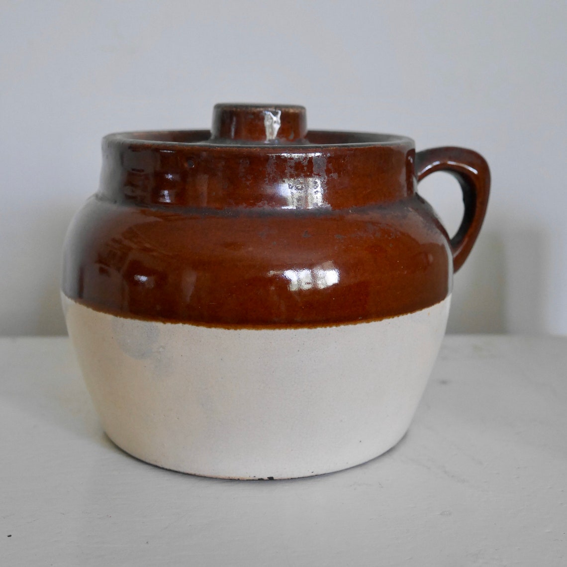 Primitive Rustic Stoneware Bean Pot One Handle Bean Pot - Etsy