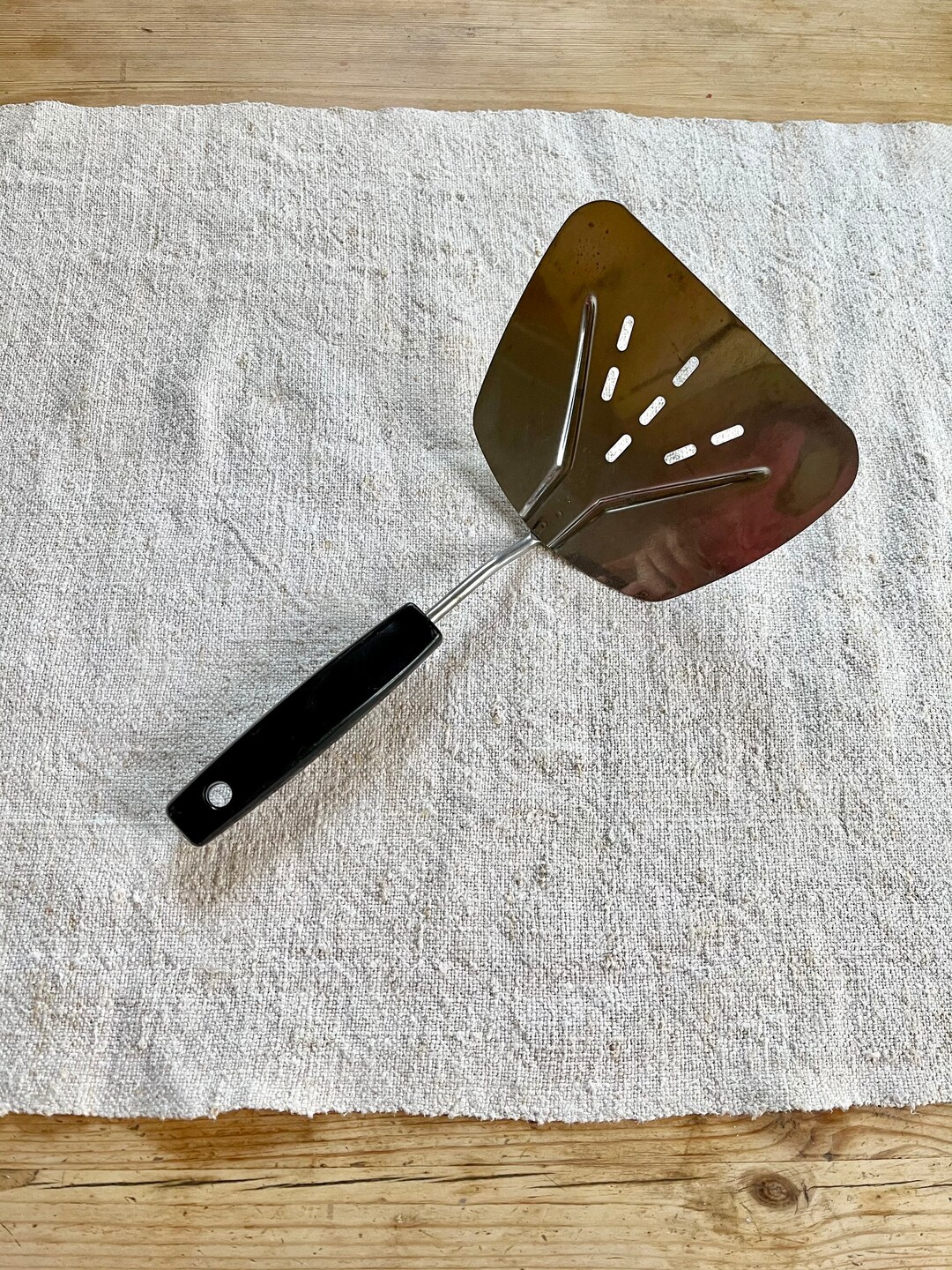 Vintage Foley Metal Spatula With Black Handle / Large Slotted Spatula ...