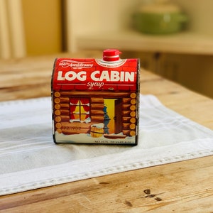 Vintage Tin Log Cabin Maple Syrup 1887 1987 100th Anniversary, Red Log ...