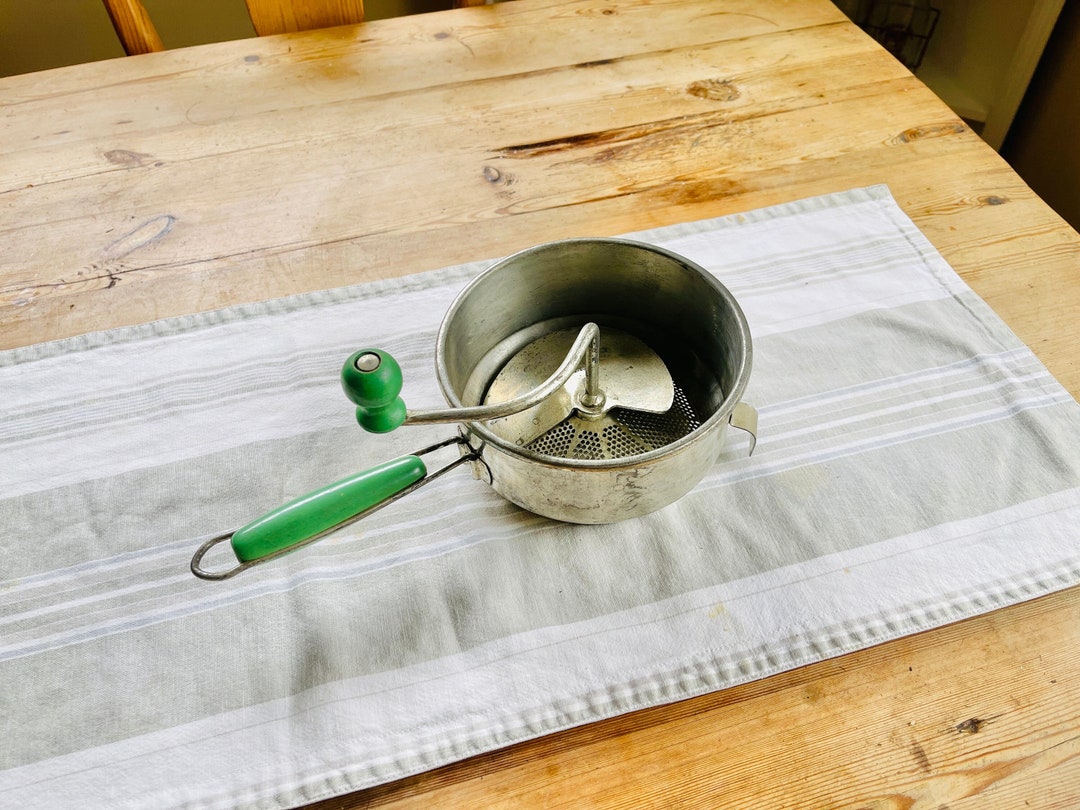 Vintage 1940's Foley Food Mill, Potato Masher With Green Wood Handle ...