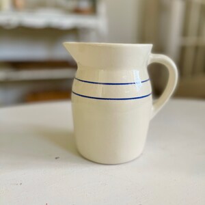 Vintage Primitive Pitcher With Blue Stripes - Etsy