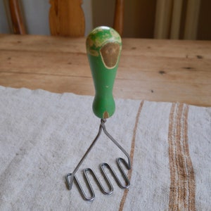Vintage Masher With Green Wood Handle / Green Wood Handle Kitchen ...