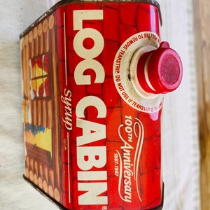 Vintage Tin Log Cabin Maple Syrup 1887 1987 100th Anniversary, Red Log ...