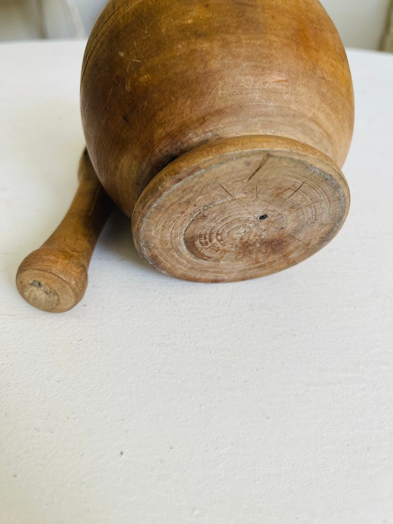 Antique Primitive Wood Mortar and Pestle - Etsy