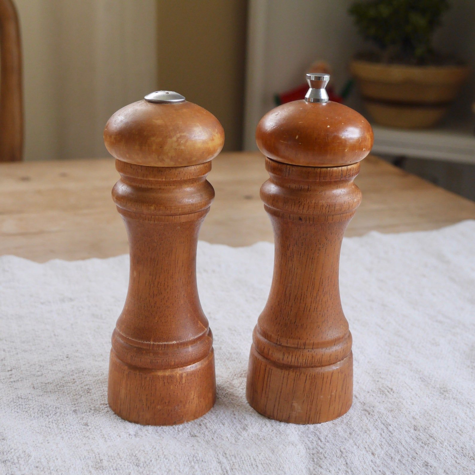 Vintage Mr. Dudley Wood Salt Shaker and Pepper Grinder Set - Etsy