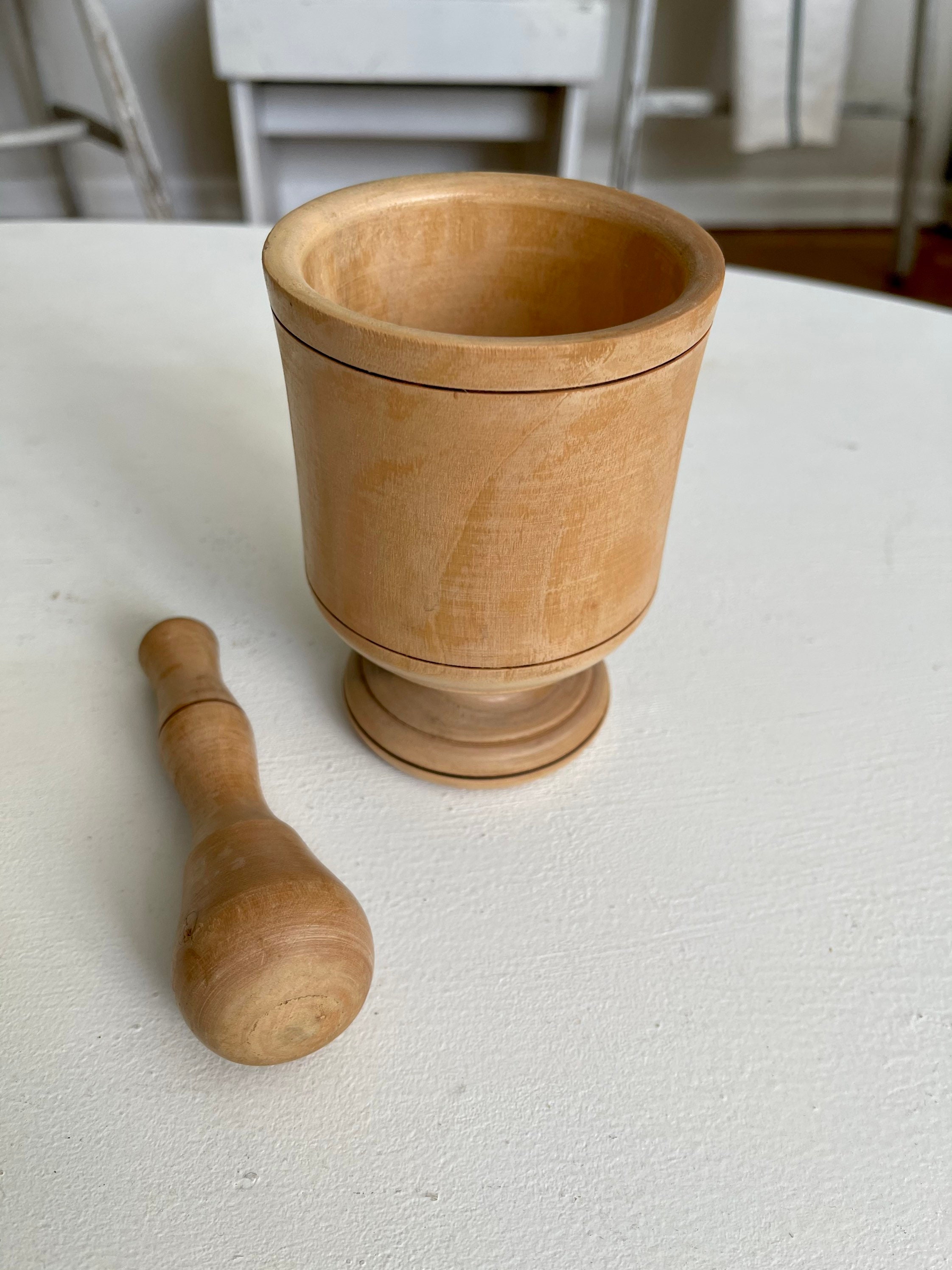 Vintage Primitive Wood Mortar and Pestle - Etsy