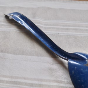 Authentic Vintage Enamelware Blue Serving Spoon / Blue Speckled Enamel ...